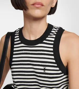 Saint Laurent Cassandre Striped Jersey Top