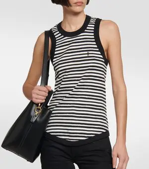 Saint Laurent Cassandre Striped Jersey Top