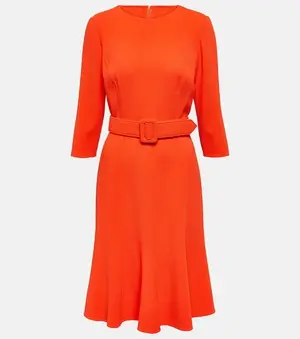 Oscar De La Renta Embellished Wool-blend Midi Dress - Red