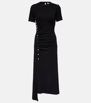 Rabanne Pleated Jersey Maxi Dress - Black