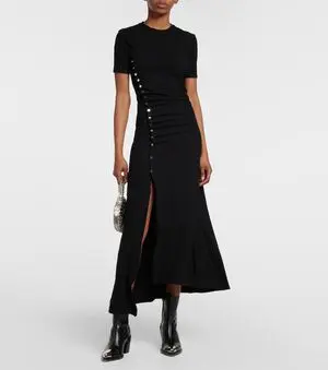 Rabanne Pleated Jersey Maxi Dress - Black