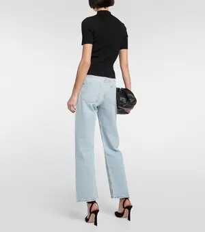 Oscar De La Renta Ribbed-knit Silk-blend Top - Black