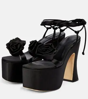 Magda Butrym Appliqué Satin Platform Sandals - Black