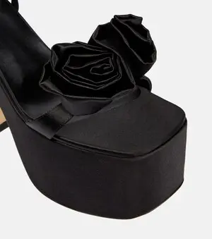 Magda Butrym Appliqué Satin Platform Sandals - Black