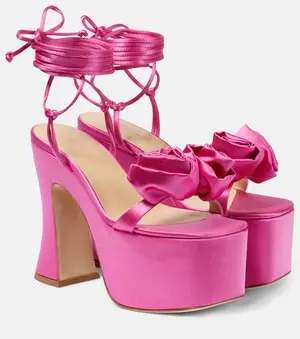 Magda Butrym Appliqué Satin Platform Sandals - Pink
