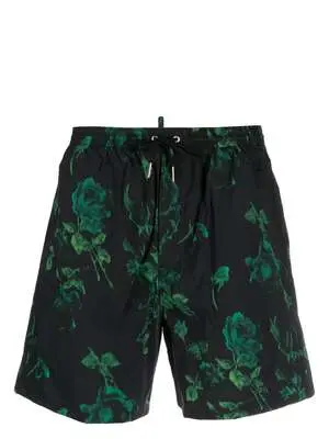 Dsquared2 Rose-print Swim Shorts - Black