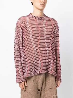 VITELLI Open-knit Striped Sweatshirt