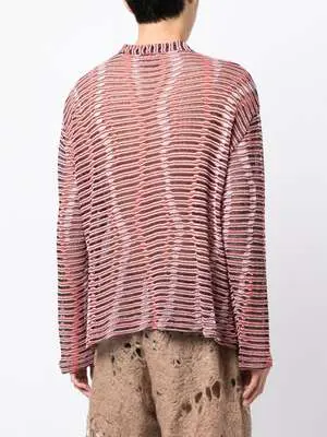 VITELLI Open-knit Striped Sweatshirt