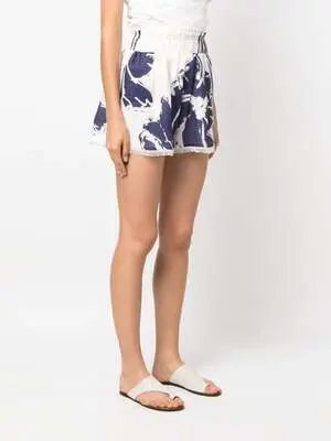 Silvia Tcherassi Floral-print Striped Cotton Shorts