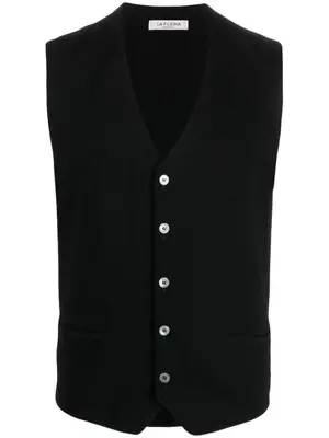 FILERIA Button-down Cotton Gilet Black