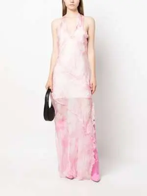 MSGM Sheer Ruffle-detail Maxi Dress