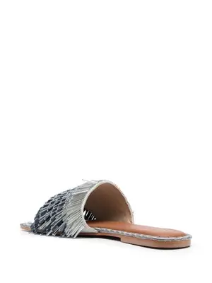 DE SIENA 15mm Beaded Slip-on Sandals - Silver