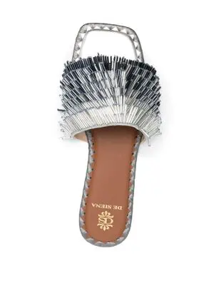 DE SIENA 15mm Beaded Slip-on Sandals - Silver