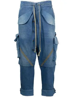 GREG LAUREN Panelled Tapered Jeans