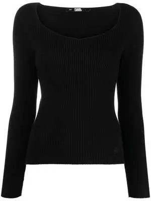 Karl Lagerfeld Long-sleeved Ribbed-knit Top