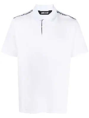 Just Cavalli Animal-print Piqué Polo Shirt - White