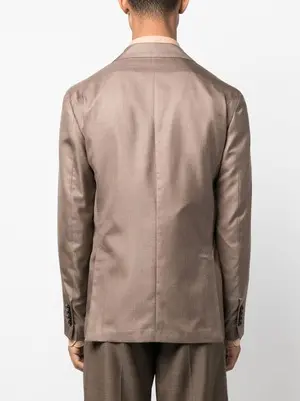 LARDINI Americana Brooch-detail Blazer - Brown