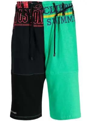 MARINE SERRE Regenerated Patchwork Cotton Shorts - Black