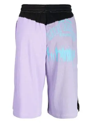 MARINE SERRE Regenerated Patchwork Cotton Shorts - Black