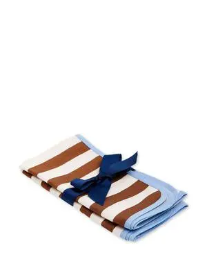 La DoubleJ Striped Napkin Set - Brown