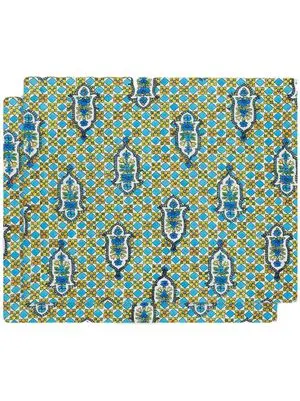 La DoubleJ Floral-print Table Mat Set - Green