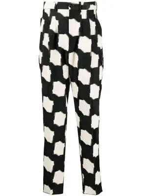 4SDESIGNS Geometric-print Trousers - Brown