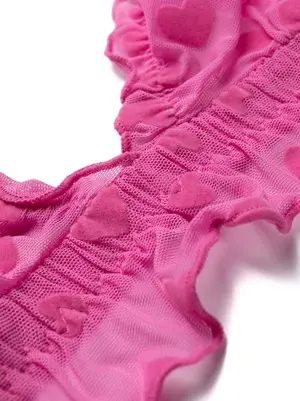 Love Stories Heart-print Semi-sheer Bralette - Pink