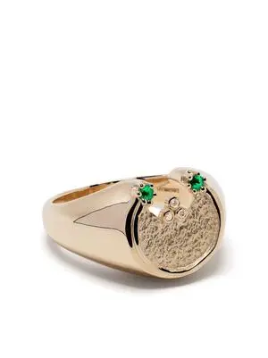 Pascale Monvoisin Mira 9kt Yellow Diamond And Emerald Signet Ring - Gold