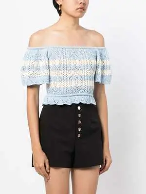 B+AB Pointelle-knit Off-shoulder Top