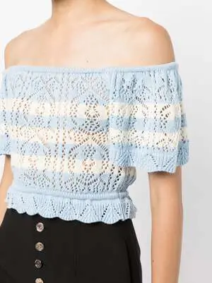 B+AB Pointelle-knit Off-shoulder Top