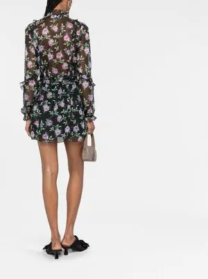 MSGM Rose-print Chiffon Minidress