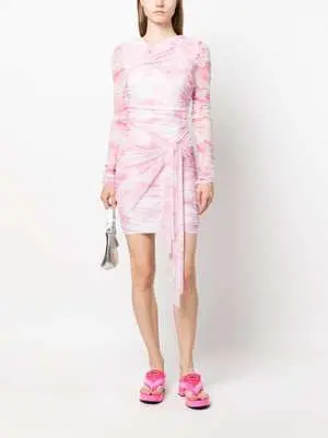 MSGM Tie-dye Ruched Mini Dress