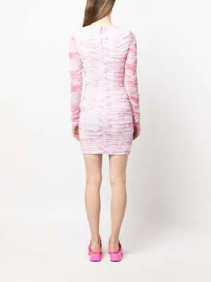 MSGM Tie-dye Ruched Mini Dress