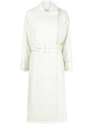 STAND STUDIO Emily Double-breasted Belted Trench Coat - Green
