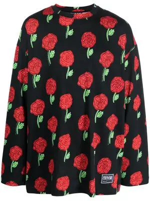 Versace Interlock Rose-print Oversized T-shirt