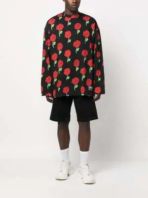 Versace Interlock Rose-print Oversized T-shirt