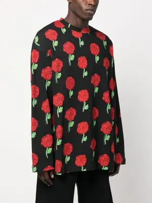 Versace Interlock Rose-print Oversized T-shirt
