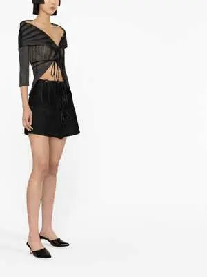 A. ROEGE HOVE Emma Tied Knitted Miniskirt - Black
