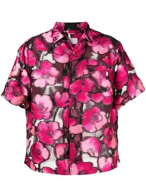 4SDESIGNS Floral-print Short-sleeve Shirt