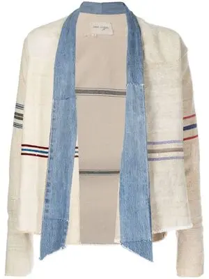 GREG LAUREN Stripe-print Panelled Jacket