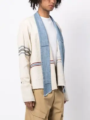 GREG LAUREN Stripe-print Panelled Jacket