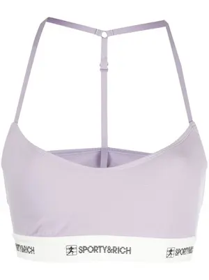 SPORTY & RICH Logo-underband Crop Top - Purple