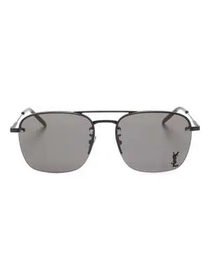 Saint Laurent Logo-plaque Sunglasses - Black