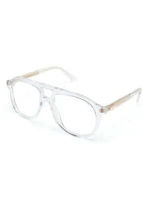 Gucci Logo-plaque Pilot-frame Glasses