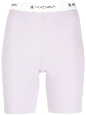 SPORTY & RICH Logo Waistband Shorts - Purple