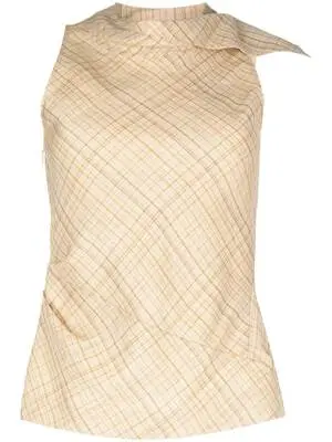 3.1 Phillip Lim Plaid Draped Sleeveless Top