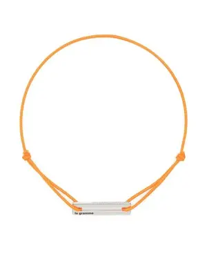 Le Gramme Punched Sterling Silver Cord Bracelet - Orange