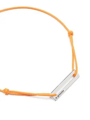 Le Gramme Punched Sterling Silver Cord Bracelet - Orange
