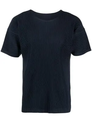 Issey Miyake Ribbed-effect T-shirt - Blue
