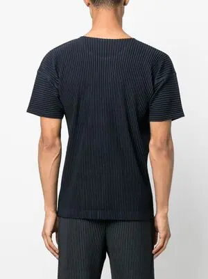 Issey Miyake Ribbed-effect T-shirt - Blue